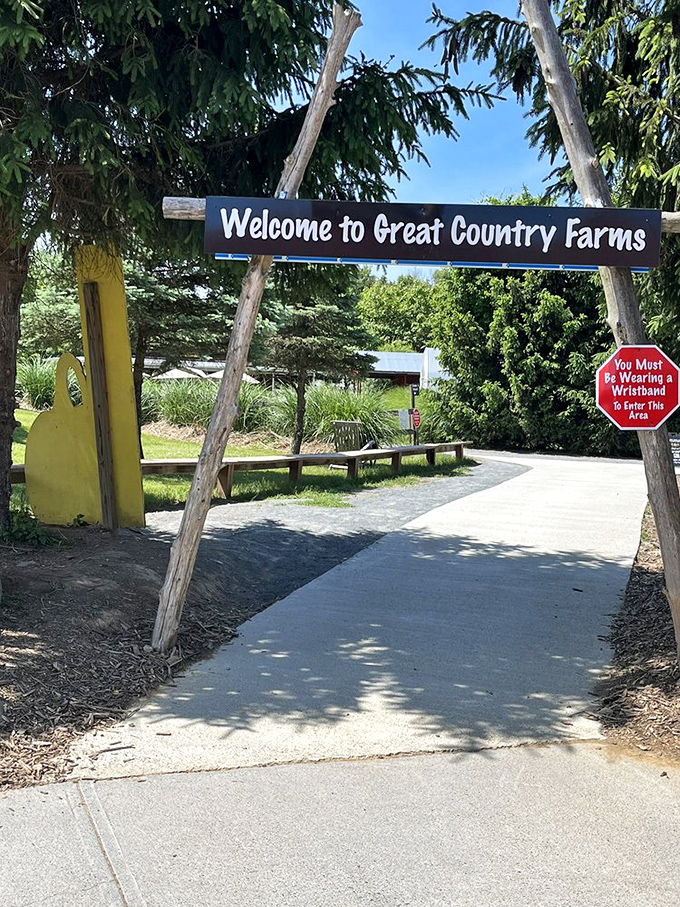 When the welcome sign promises great country, those apple trees in the distance deliver on every word.