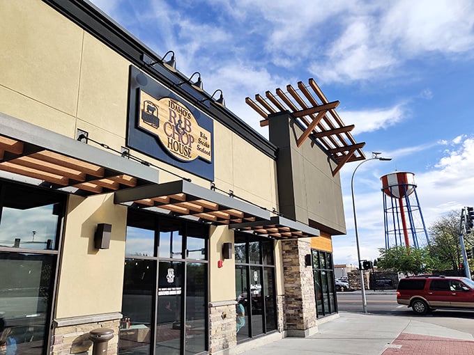 Clean lines and warm lights welcome meat lovers to their happy place in downtown Idaho Falls. 