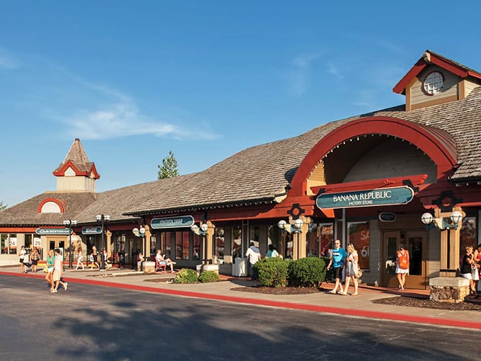 Tanger Outlets' distinctive architecture makes shopping feel like a vacation adventure. Your wallet's on holiday too—from being full!