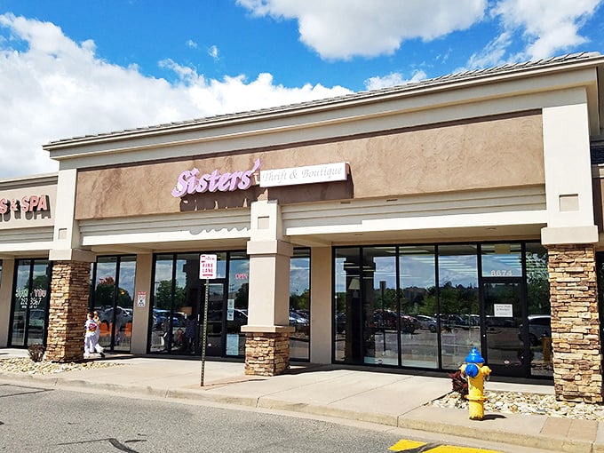 Clean lines and stone accents hint that this isn't your average thrift experience. Upscale vibes, downscale prices.