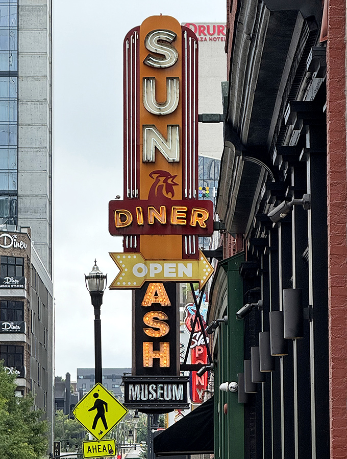That neon sign isn't the only thing lighting up the block – wait until you see these show-stopping burgers!