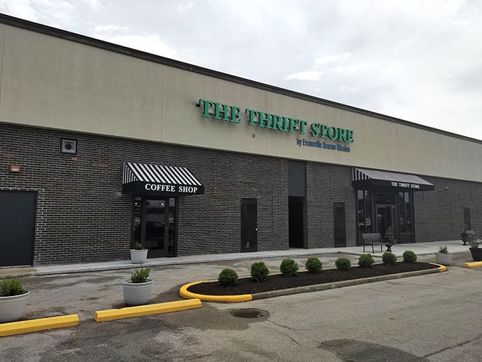 Professional signage and clean lines suggest this isn't your grandmother's dusty church basement sale anymore.
