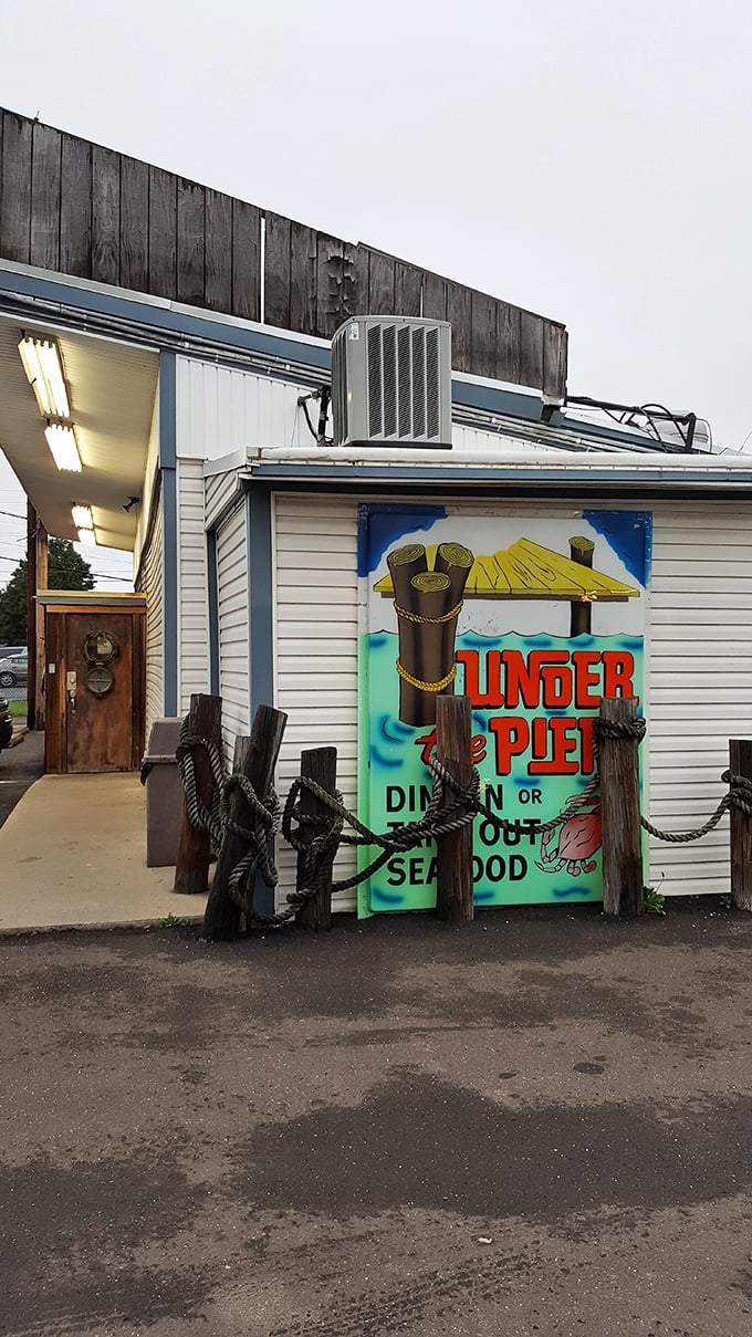 Under the Pier: Simple white siding with a colorful mural says everything you need to know—this place focuses on seafood, not fancy frills.
