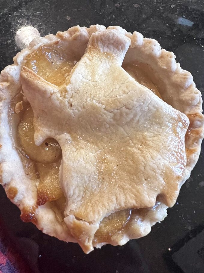 This apple pie isn't just dessert; it's edible architecture with a golden-brown dome that whispers, "Resistance is futile."