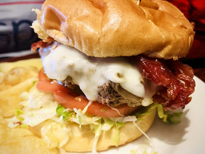 Not just a bacon cheeseburger, but a monument to American excess – where the cheese doesn't just melt, it cascades like a dairy Niagara.