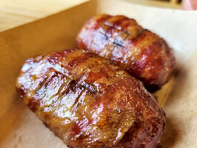 These glistening sausage links have the perfect snap when bitten, revealing a perfectly seasoned interior that's made grown men weep with joy.