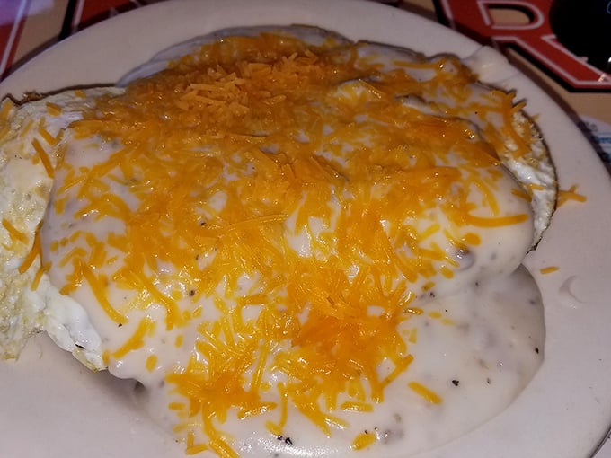 Two buttermilk biscuits drowning in house-made sausage gravy – this is how Columbus starts the day right, folks.