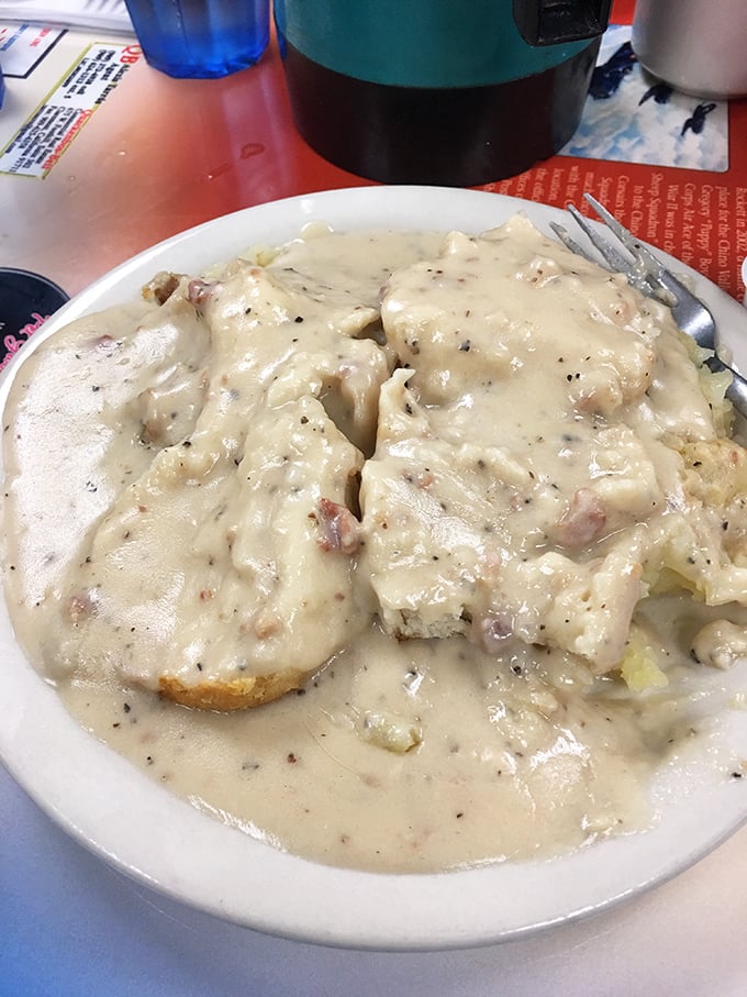 Behold the holy grail of comfort food! These biscuits and gravy aren't just a breakfast – they're a warm, peppery hug on a plate.