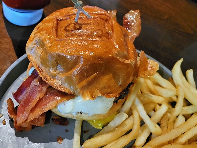 This isn't just a burger—it's architecture. The golden dome of that bun could qualify for landmark status in most municipalities.