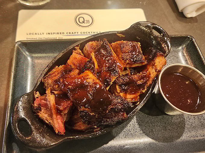 Burnt ends – those magical meat nuggets that Kansas City made famous – glistening with sauce and promising a flavor explosion with each bite.