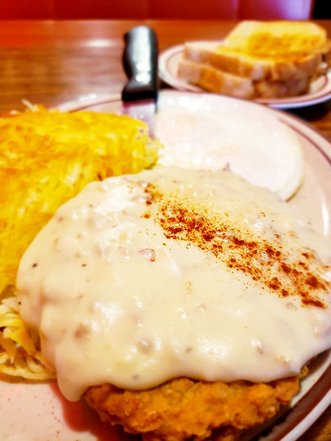 Behold the holy grail of Idaho comfort food: chicken fried steak swimming in pepper-flecked gravy. Diet plans come here to die gloriously.