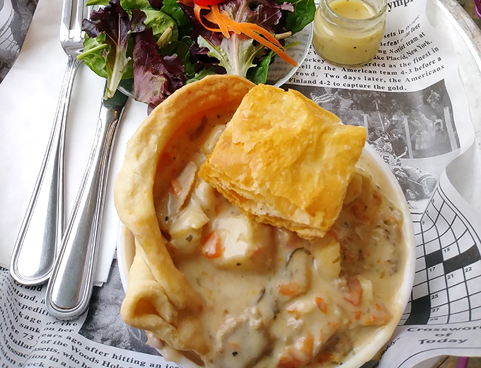 Golden crust shattering over tender chicken and vegetables—this is what pot pie dreams are made of, friends.