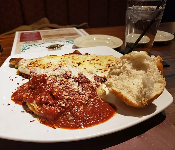 This isn't just pasta with red sauce – it's a symphony of textures and flavors that makes you understand why people cross state lines for dinner.