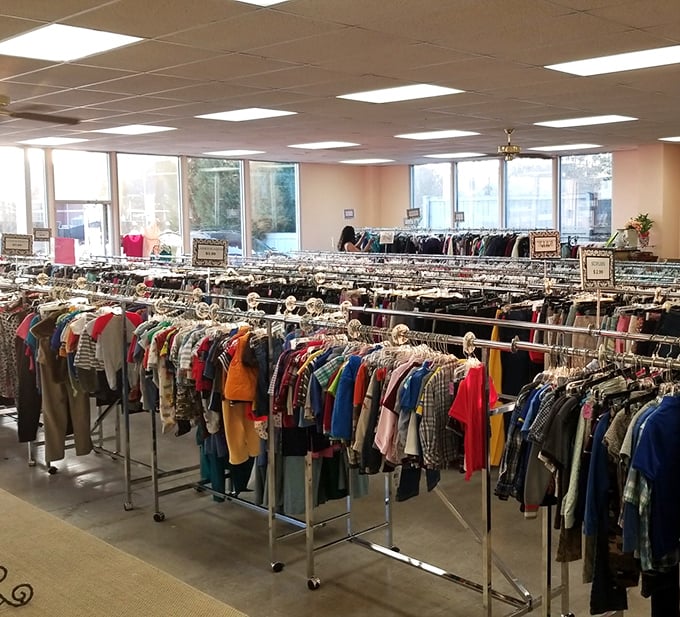 A sea of possibilities where fashion meets function. These clothing racks hold everything from workday basics to "where did you get that?" statement pieces.
