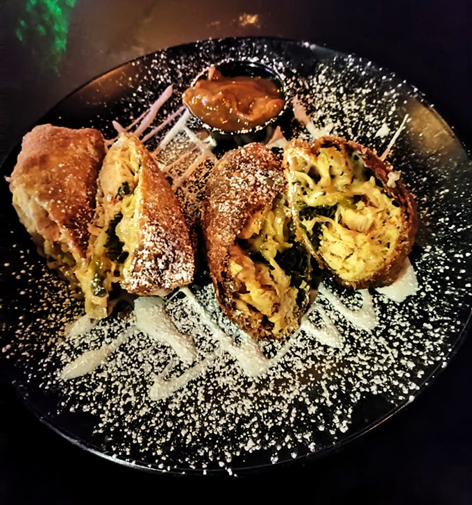 These aren't your ordinary egg rolls—they're "Chucky Rolls," dusted with powdered sugar and ready to kill your hunger pangs.