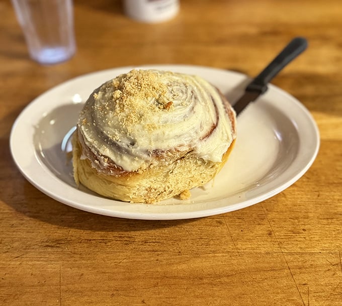 Behold the crown jewel of Michael's Kitchen – a cinnamon roll so magnificent it deserves its own zip code and fan club.