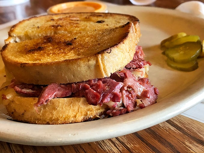 This isn't just a sandwich; it's a corned beef masterpiece that makes you wonder why you ever bothered with those fancy downtown delis.