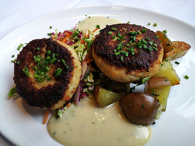 These crab cakes are what dreams are made of—all crab, barely bound together by kitchen wizardry and a prayer. The chef clearly knows restraint is a virtue.