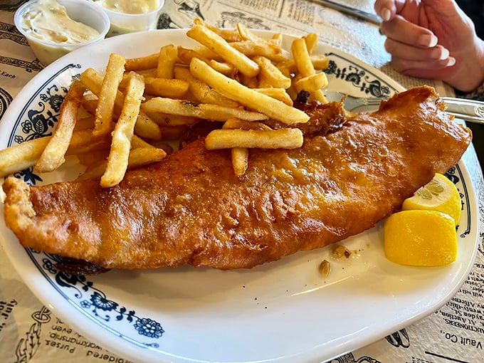 This golden-battered fish and chips is the Meryl Streep of seafood — consistently excellent, incredibly versatile, and somehow never disappoints.