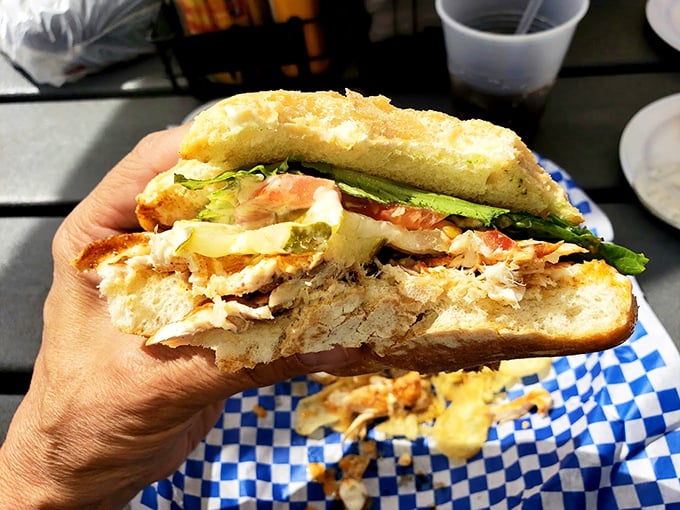 This fish sandwich isn't just a meal—it's an edible masterpiece that makes you wonder if fish actually dream of becoming this delicious.