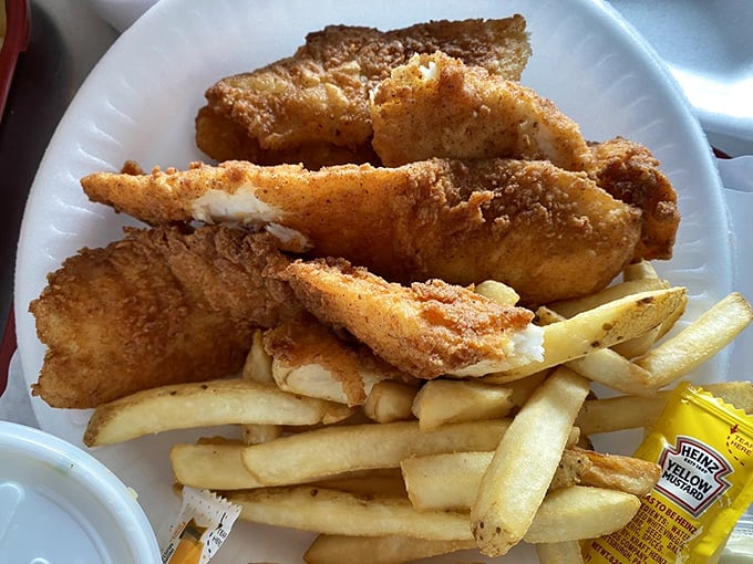 Golden-battered fish perched atop a mountain of fries—this isn't just fish and chips, it's the reason Californians smugly smile when East Coasters brag about their seafood.
