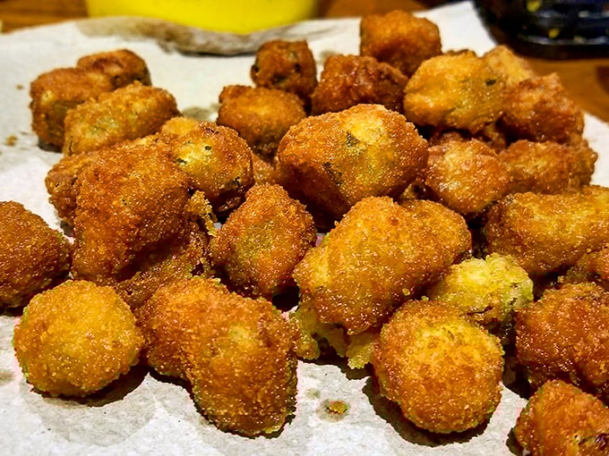 Golden nuggets of fried okra—crispy on the outside, tender within—the kind of Southern side dish that makes vegetables feel like an indulgence.