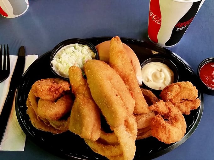 Golden-fried perch fillets with all the fixings—this isn't just dinner, it's an Ohio tradition on a plate. Worth every mile of the drive.