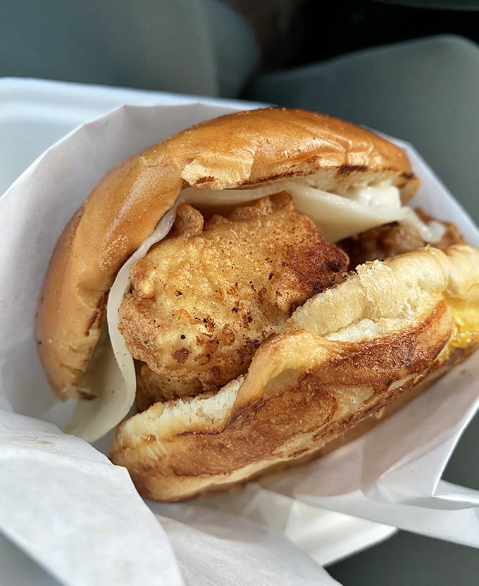 This sandwich doesn't need a Hollywood agent to get attention. Crispy, tender seafood on a soft roll—the kind of simple perfection California does best.