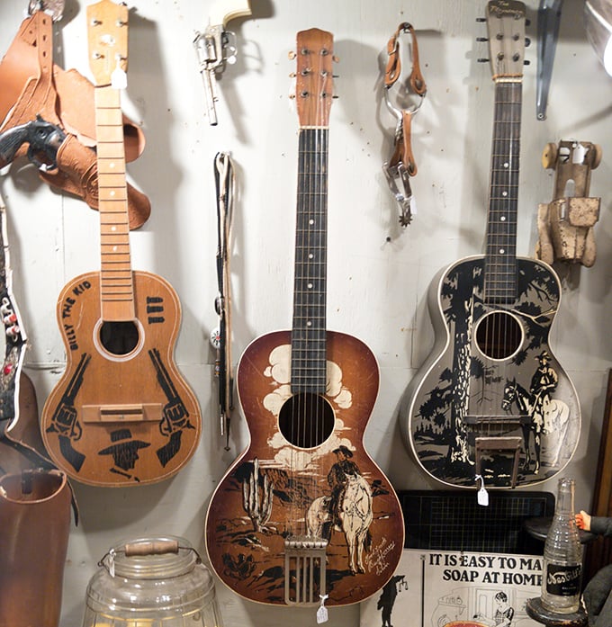 These aren't just instruments; they're storytellers with strings. Each guitar bears the beautiful scars of honky-tonks and heartbreaks past.