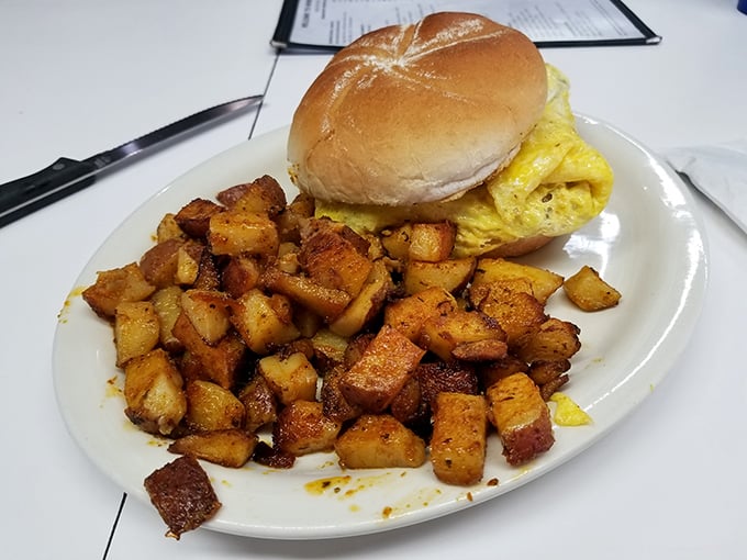 These aren't just home fries—they're potato perfection that would make your grandmother both jealous and proud. Golden, crispy, and worth every mile of the drive.