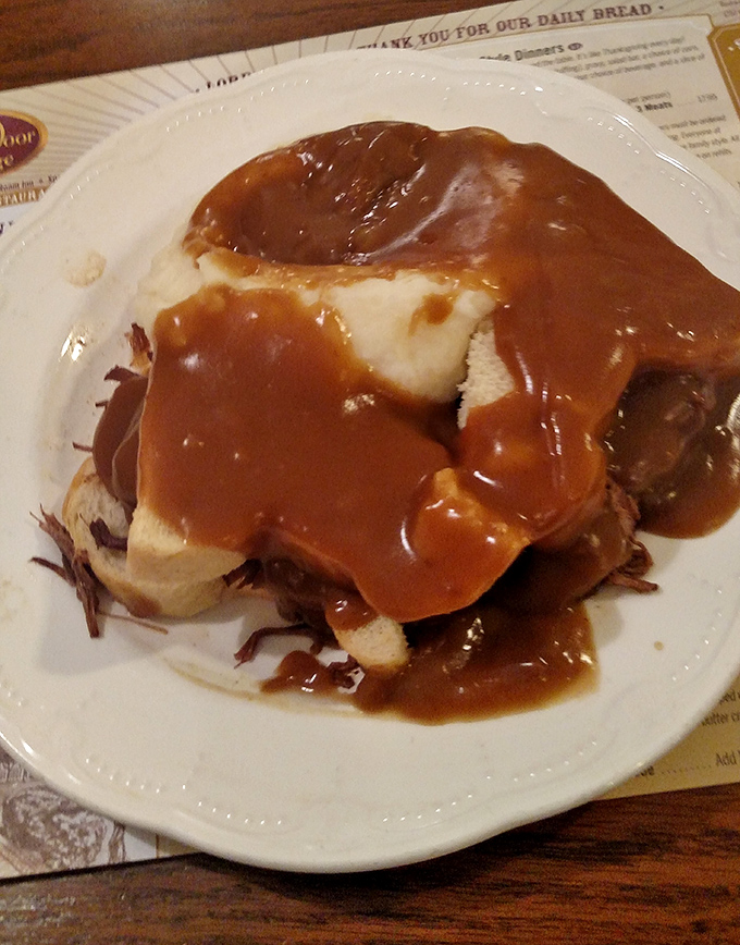 Hot roast beef sandwich that makes you question your life choices. Why haven't you been eating this every day for the past decade?