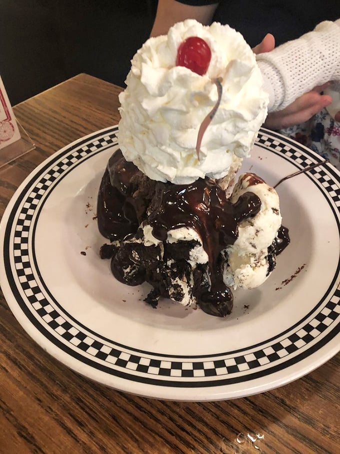 Chocolate avalanche alert! This sundae doesn't just satisfy a sweet tooth—it throws a party for every taste bud in your mouth.
