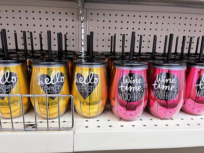 "Hello Weekend" and "Wine Time" tumblers that keep your beverages cold and your spirits high. Affordable drinkware that understands your soul.