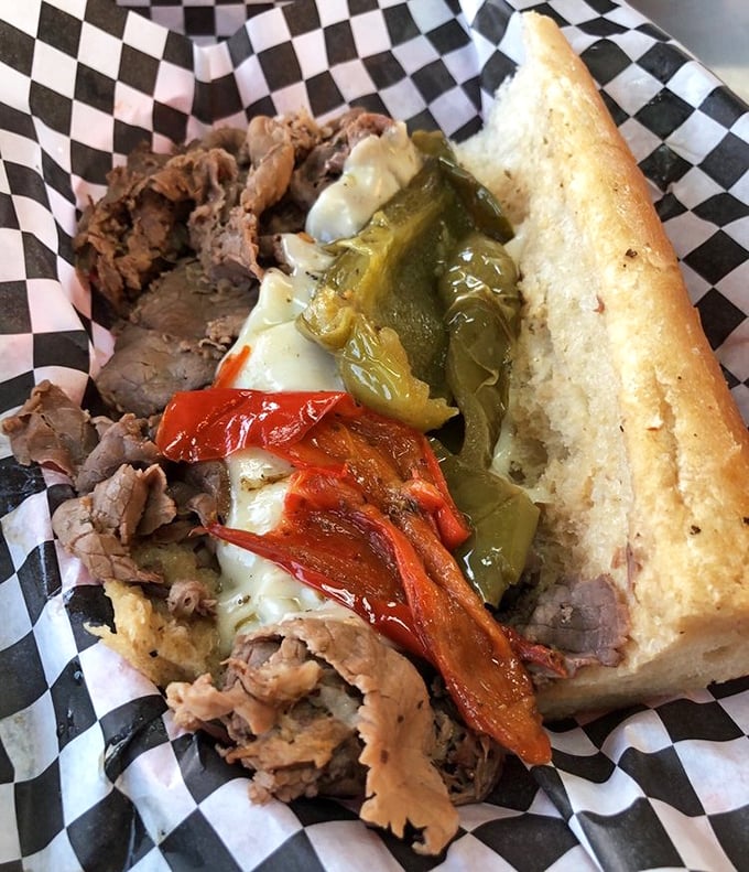 The Italian beef in all its glory – thinly sliced, perfectly seasoned, and ready to transport you 1,700 miles northeast with one bite.