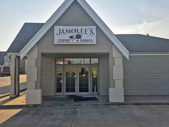 Jamolee's Coffee & Donuts promises the perfect morning pick-me-up. This cozy shop combines two of life's greatest pleasures in one convenient, gable-roofed location.