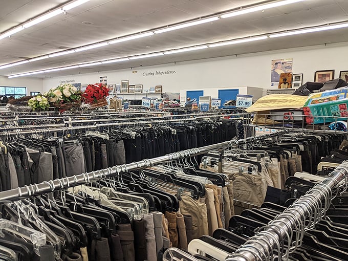 Denim paradise stretches as far as the eye can see. In this sea of jeans, your perfect pair awaits at a fraction of mall prices.