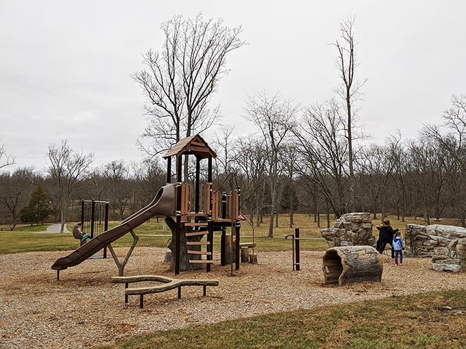 Childhood adventures await at John Bryan State Park's playground. Those log tunnels would have been the highlight of my 8-year-old summer vacation!