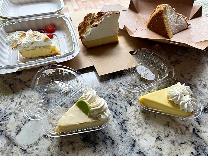 Key lime pie nirvana awaits! These golden-yellow slices with their perfect graham cracker crusts might just be worth planning your entire Florida vacation around.