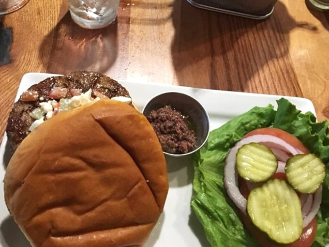 The lamb burger in all its glory, proving that some meats deserve more time in the burger spotlight.