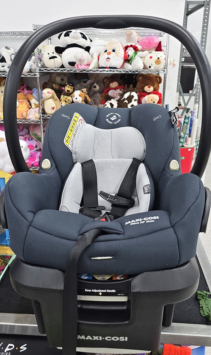 Baby gear goldmine! That Maxi-Cosi car seat represents about $200 in savings—college fund contribution or extra vacation spending money? You decide.
