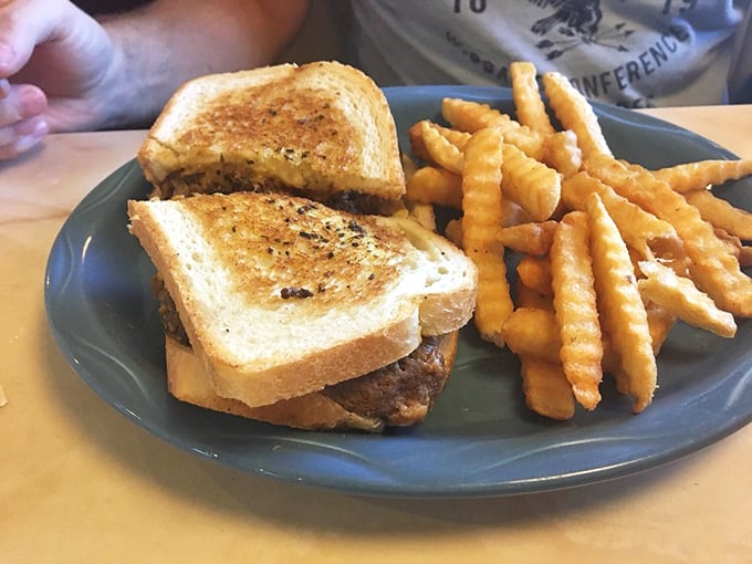 The meatloaf sandwich arrives like an old friend—reliable, comforting, and never disappointing when you need it most.