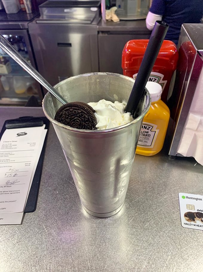 This isn't just a milkshake—it's a commitment. That Oreo isn't garnish; it's the bouncer guarding the creamy paradise below.