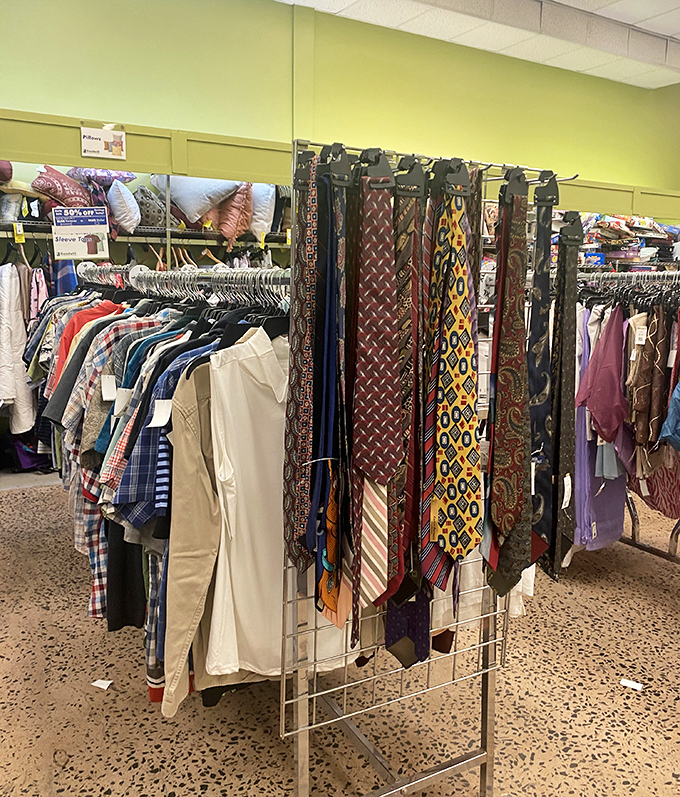 The necktie collection – where corporate America's past lives on. That perfect power tie from 1987 is waiting for its comeback tour.