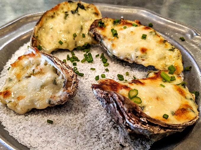 These Oysters Rockefeller aren't just baked—they're transformed. Spinach bechamel and parmesan create a decadent blanket for these briny treasures.