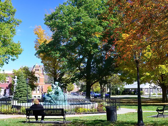 The Green isn't just a park—it's Wellsboro's living room, where locals gather around the fountain for gossip and respite.