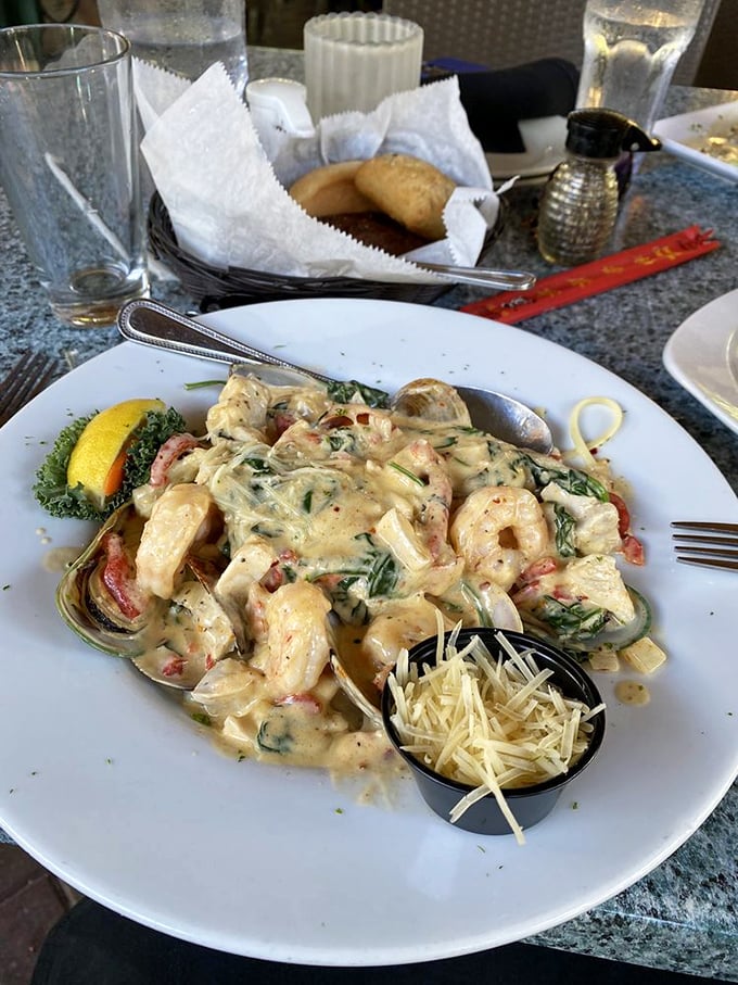 This creamy seafood pasta isn't just a meal—it's a religious experience. The kind that makes you close your eyes and forget your table manners.