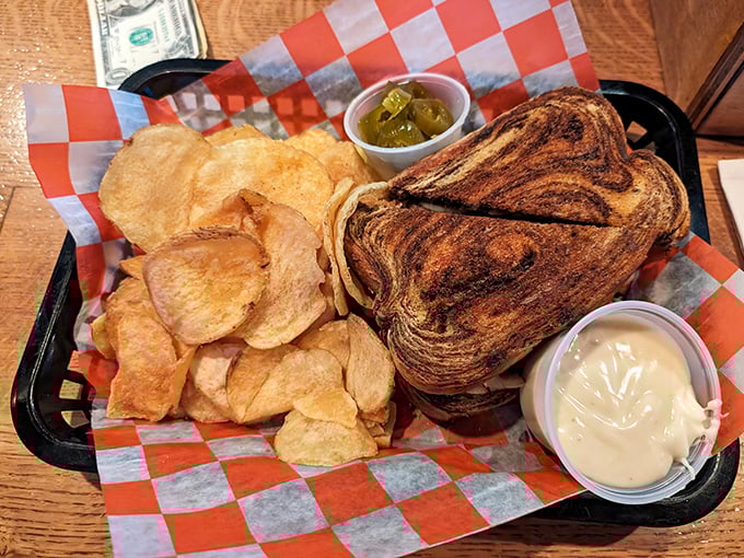 The star of the show: a patty melt that achieves that perfect balance of crispy exterior and melty interior. This isn't a sandwich – it's architecture.