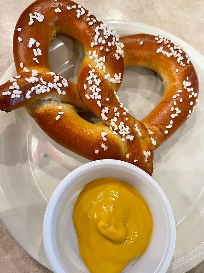 The humble pretzel achieves greatness with a golden-brown tan and salt freckles. Paired with mustard, it's the perfect opening act to the seafood main event.