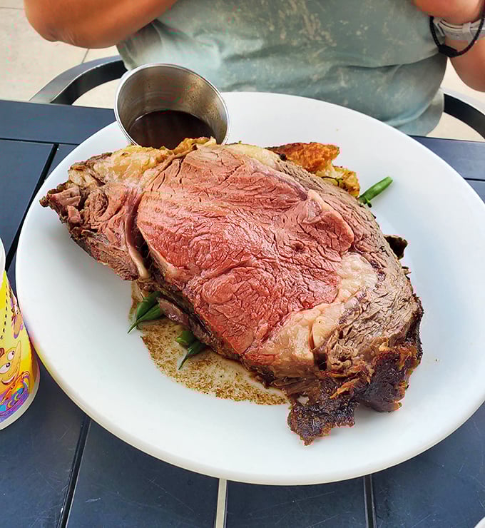 This prime rib isn't just a cut of meat—it's a monument to patience, a testament to proper seasoning, and reason enough for the drive.