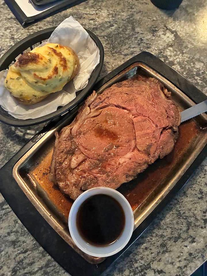 This is what beef dreams are made of – perfectly pink, generously portioned, and begging to be devoured.